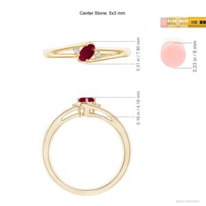 Angara Natural Ruby Engagement Ring For Women with Diamond in 14K Yellow Gold (Stone Size-5x3mm, Stone wt-0.25, Ring Size-9) - July Birthstone Jewelry Gift