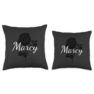 Custom Marcy Gifts & Designs for Girls Marcy-Custom Black Rose Gray Floral Personalized Throw Pillow, 18x18, Multicolor