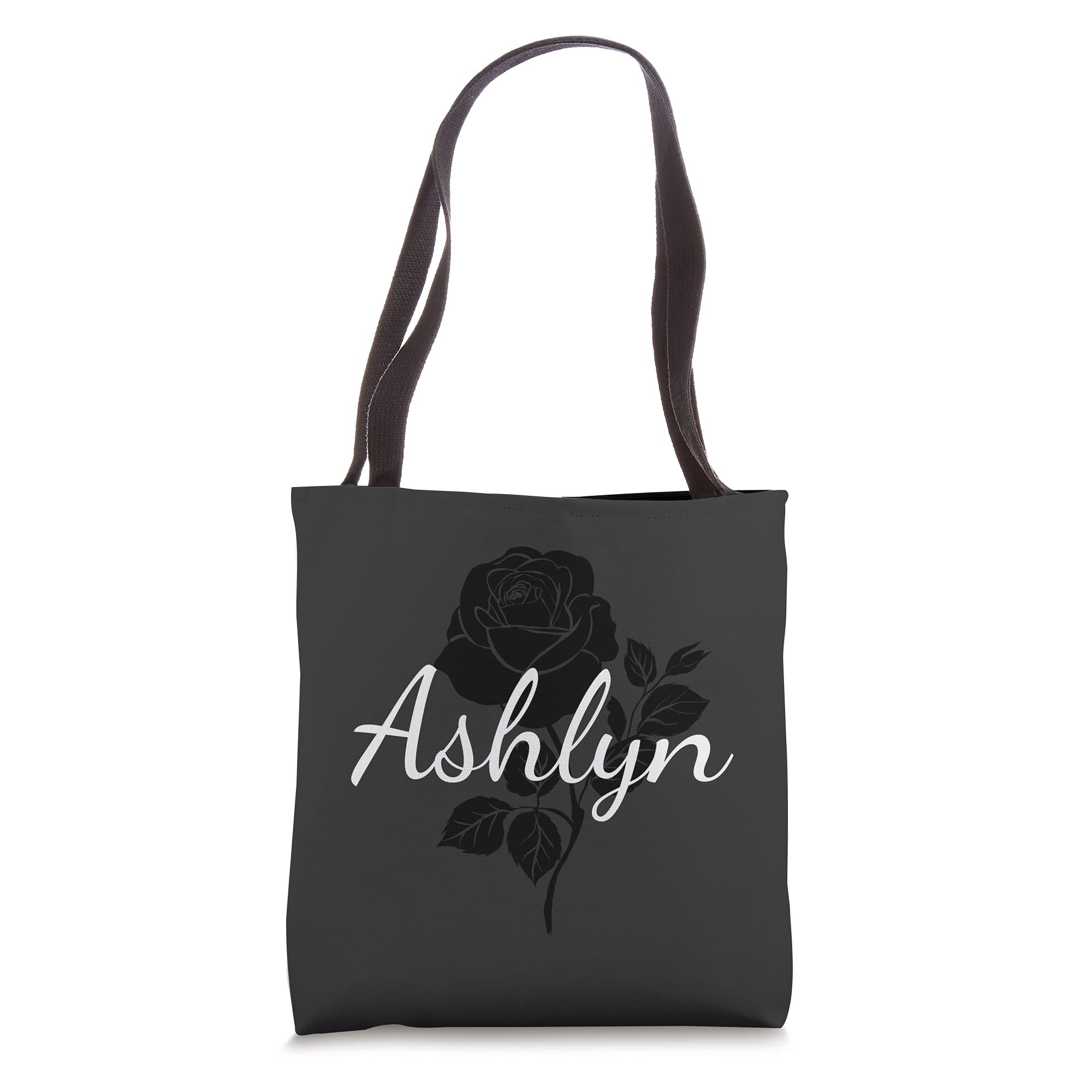 Ashlyn - Custom Black Rose Gray Floral Personalized Tote Bag