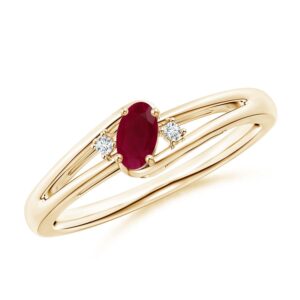 angara natural ruby engagement ring for women with diamond in 14k yellow gold (stone size-5x3mm, stone wt-0.25, ring size-9) - july birthstone jewelry gift