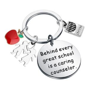 bauna school counselor keychain counselor gifts behind every great school is a caring counselor gift for principal consultant (school counselor keychain)