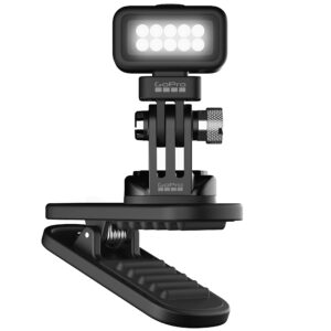 gopro zeus mini rechargeable led light magnetic 360 degree swivel clip light with brightness between 20 – 200 lumens - official gopro accessory (altsk-002)