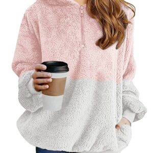 Haloumoning Girls Fuzzy Fleece Pullover Hoodies Sweatshirt Casual Loose Outwear Coat with Pockets 10-11 Years