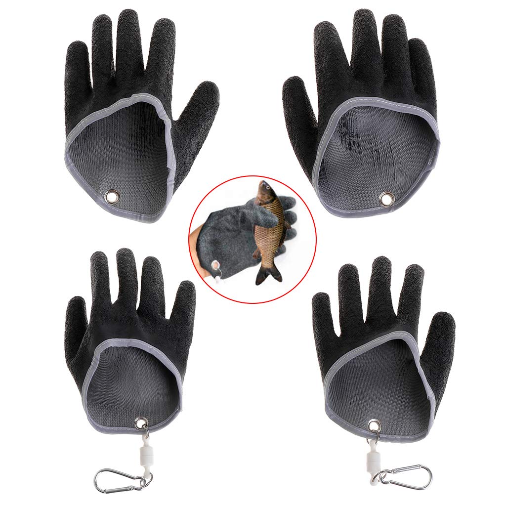 HELYZQ Fishing Gloves Non Slip Latex Glove with Magnet Release Fish Grab Anti Skid Capture Safety Portable Outdoor Fishing Professional Tackle Universal Breathable Left/Right Hand