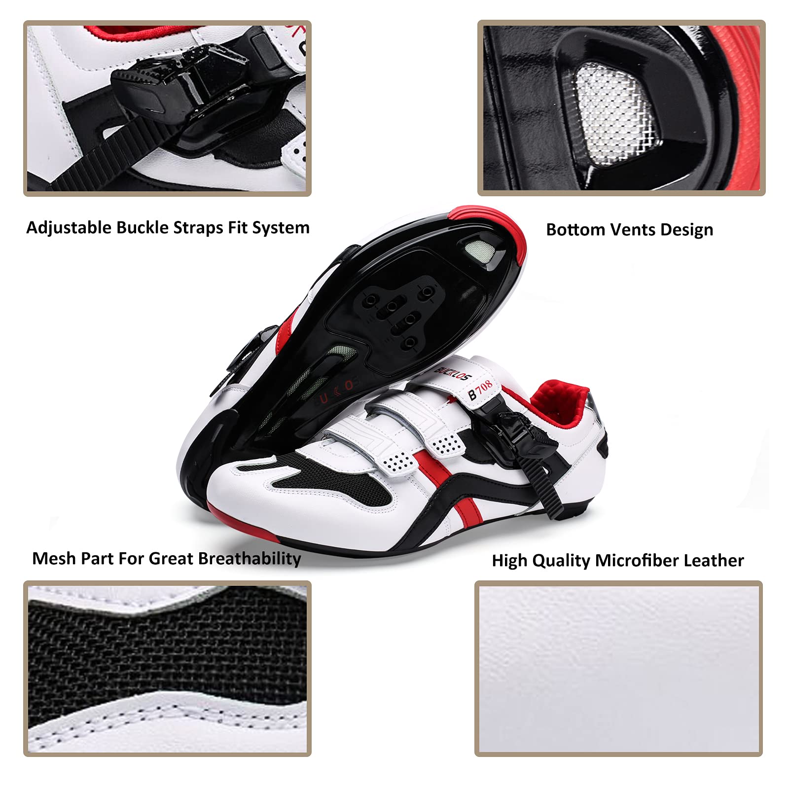 Road Biking Shoes with Cleats Fit for Peloton Bike Shoes Mesh Cycling Shoes Men Compatible with Look Delta SPD/SPD-SL Spin Sneakers Indoor Outdoor Black