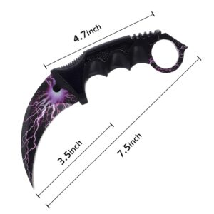 TOPOINT 2 Packs Land Karambit Knife CS Game Knife, Fixed Blade Knife with Sheath and Cord KZ03-11