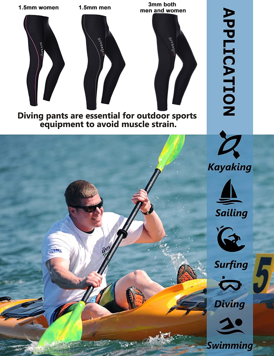 Wetsuit Pants 3mm Neoprene pants diving pants Keep Warm for Swimming Surfing Diving Kayaking LP011-XL