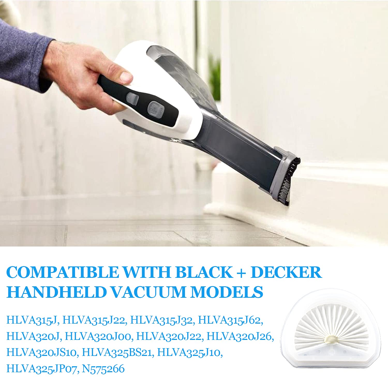 Improvedhand VLPF10 Filter Replacement Compatible with Black and Decker Dustbuster Hand Vacuum Replace Model # HLVA315J HLVA320J00 N575266 (4 Pack)