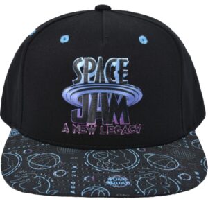 warner bros space jam 2 a new legacy adjustable snapback hat with flat brim, black, one size