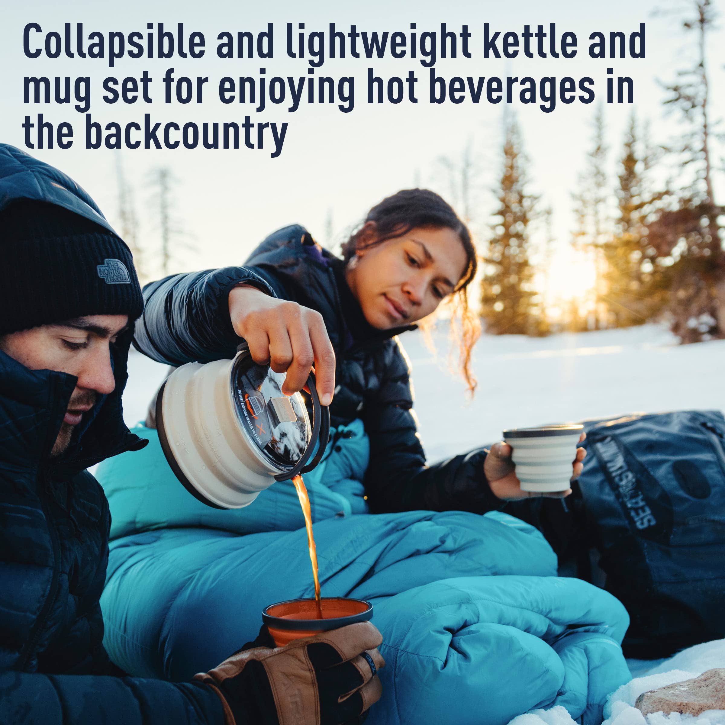 Sea to Summit X-Pot Collapsible Kettle and Mug Set for Backpacking and Camping, Sand/Rust