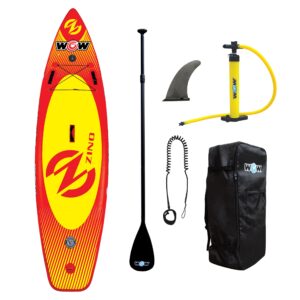 wow sports zino inflatable stand up pladdle board 11" with backpack and accessories