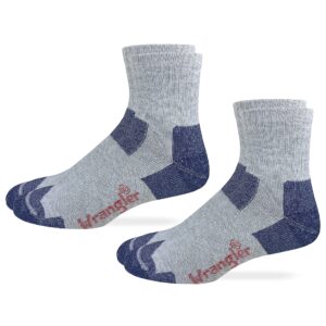 wrangler riggs workwear mens ultra dri seamless toe quarter socks 2 pair pack (grey, l)