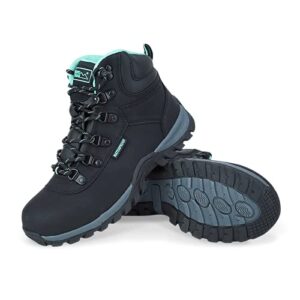 Nord Trail Edge Hiking Boots for Women - Black & Mint Waterproof Shoes - 9.5