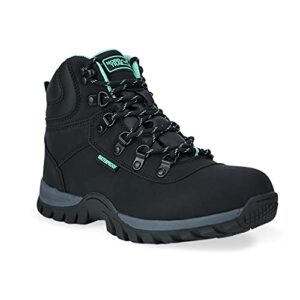 nord trail edge hiking boots for women - black & mint waterproof shoes - 9.5