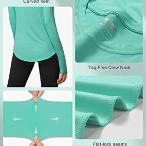 (Size:XL) 2 Pack Womens Long Sleeve UV Sun Shirts UPF 50+ Workout Swim Rash Guard Tops