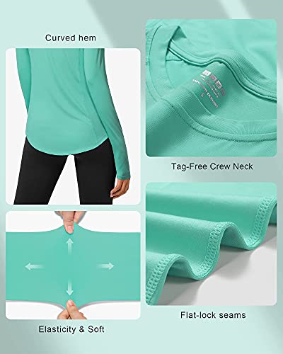 (Size:XL) 2 Pack Womens Long Sleeve UV Sun Shirts UPF 50+ Workout Swim Rash Guard Tops