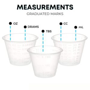 [500 Count - 1 oz.] Perfect Stix Disposable Graduated Plastic Medicine Cups - 1 Ounce Cups with Measurements, Dosage Measure-for Mixed Pills, Medication Measuring, Resin Mixing, Mouthwash