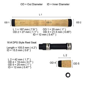 Acxico 1 Set of Spinning Fishing Rod Building Repair Composite Cork Handle Grip and Reel Seat