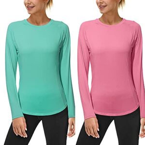 (size:xl) 2 pack womens long sleeve uv sun shirts upf 50+ workout swim rash guard tops