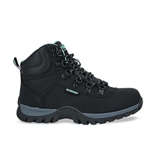 Nord Trail Edge Hiking Boots for Women - Black & Mint Waterproof Shoes - 9.5