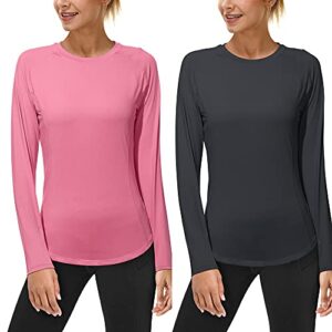 (size:xl) 2 pack womens long sleeve uv sun shirts upf 50+ workout swim rash guard tops