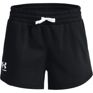 under armour women's rival fleece shorts, black (001)/white, large