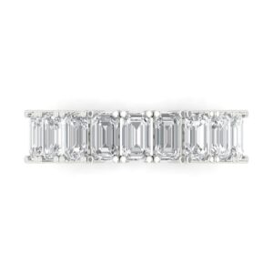 clara pucci 2.61 carat emerald cut clear simulated diamond 14k white gold eternity wedding engagement promise anniversary band - size 8