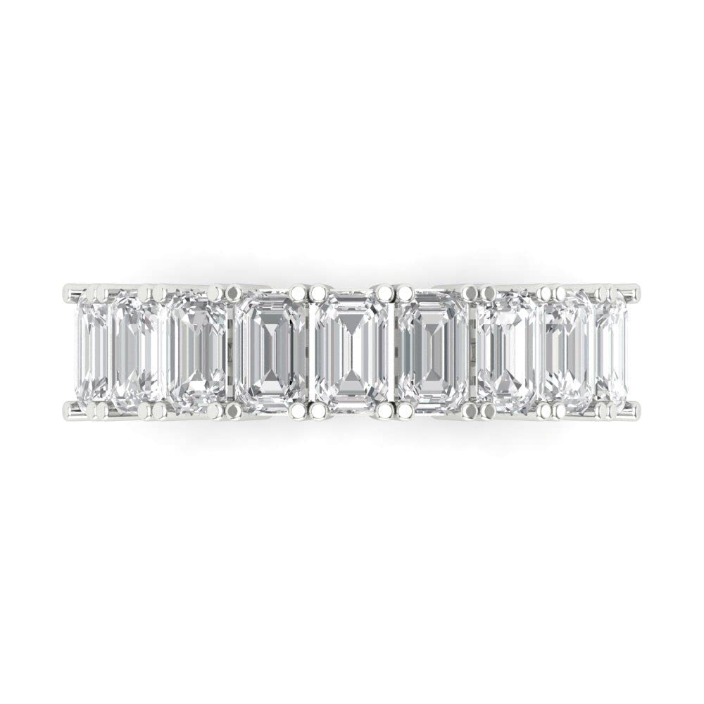 Clara Pucci 2.61 Carat Emerald Cut Clear Simulated Diamond 14k White Gold Eternity Wedding Engagement Promise Anniversary Band - Size 8