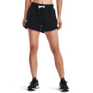 Under Armour Women's Rival Fleece Shorts, Black (001)/White, Large