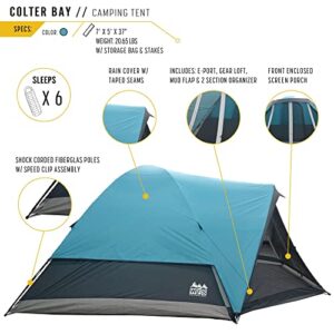 WFS Colter Bay 6 Person Camping Tent, Teal/Grey