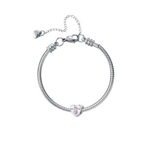 KunBead Dad Daddy Daughter Birthday Pink Heart I Love You Forever Bead Charms Compatible with Pandora Bracelets for Women