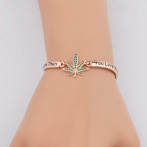 FOTAP 420 Gift Marijuana Jewelry I Love You More Than You Love Weed Bracelet Weed Gift Valentine’s Gift (Weed RG-B)