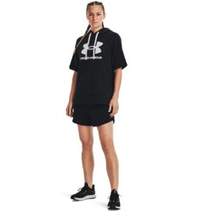 Under Armour Women's Rival Fleece Shorts, Black (001)/White, Large