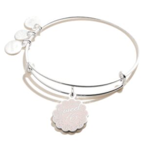 alex and ani occasions expandable bangle for women, sweet 16 charm, shiny silver finish, 2 to 3.5 in