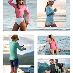 (Size:XL) 2 Pack Womens Long Sleeve UV Sun Shirts UPF 50+ Workout Swim Rash Guard Tops