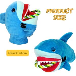 Squeaky Plush Dog Toy,Funny Stuffed Dog Rope Toy for Small Medium Dogs,Cute Puppy Teething Chew Toy for Interactive Training,Durable Dog Tug Toy for Boredom and Stress,Soft Shark Pet Toy with Squeaker