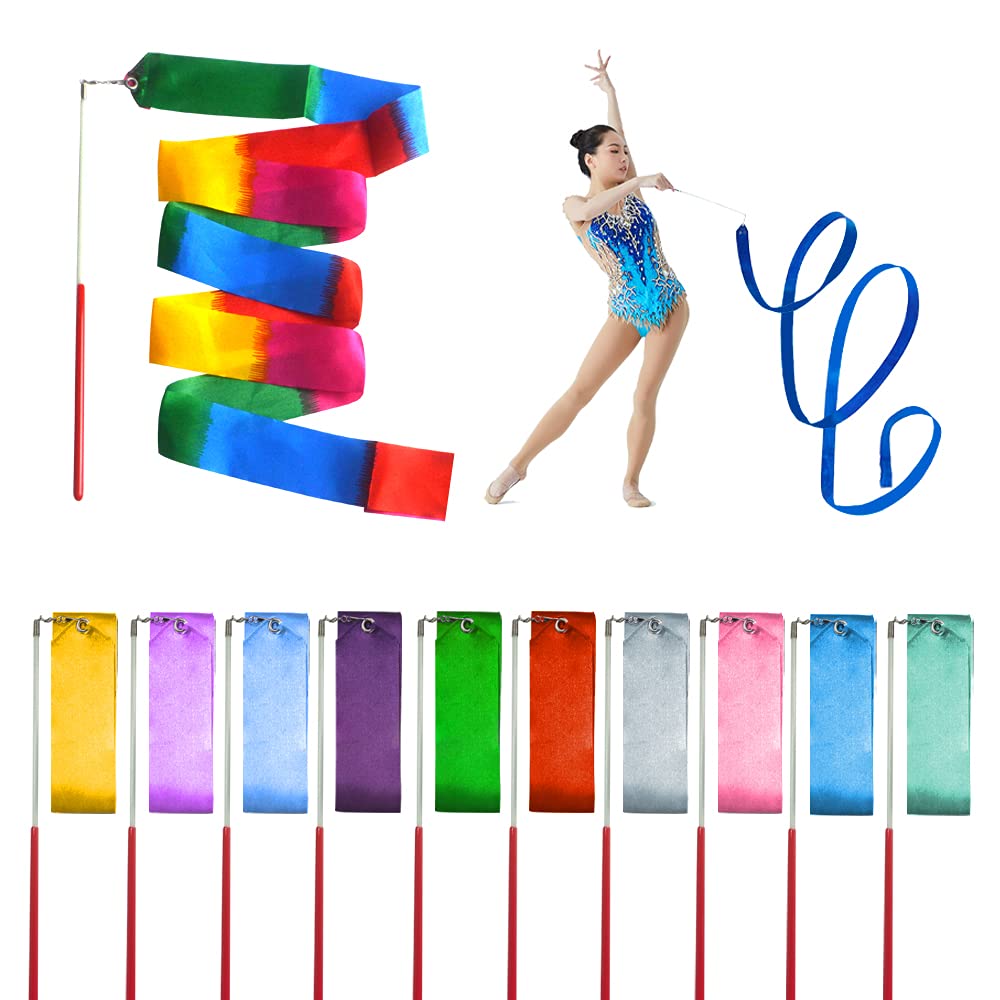 20 PCS 6. 6Ft Gymnastics Ribbon Multi-Colored Dance Ribbon Streamers for Kids Art Dance