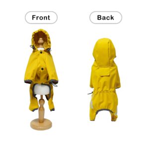 Cosibell Waterproof Puppy Dog Raincoats with Hood for Small Medium Dogs,Poncho with Reflective Strap, Lightweight Jacket with Leash Hole(L, Yellow)