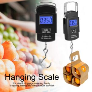 Hanging Weight Scale, Digital Luggage Scale Fishing Scale110lbs Electronic Mini Pocket with Backlight LCD Display, Balance Digital Fishing Hanging Hook Scale for Hunting Outdoor Fishing Farm Luggage