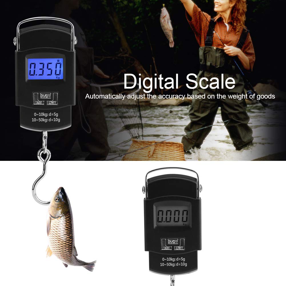 Hanging Weight Scale, Digital Luggage Scale Fishing Scale110lbs Electronic Mini Pocket with Backlight LCD Display, Balance Digital Fishing Hanging Hook Scale for Hunting Outdoor Fishing Farm Luggage