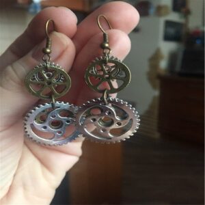 ONLYJUMP Vintage Steam Gear Earrings for Women Personalized Retro Antique Bronze Steampunk Gear Pendant Dangle Drop Earrings Jewelry (Steam Gear)