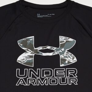 Under Armour Boys' Tech Hybrid Printed Fill Short-Sleeve T-Shirt, Black (005)/White, Small