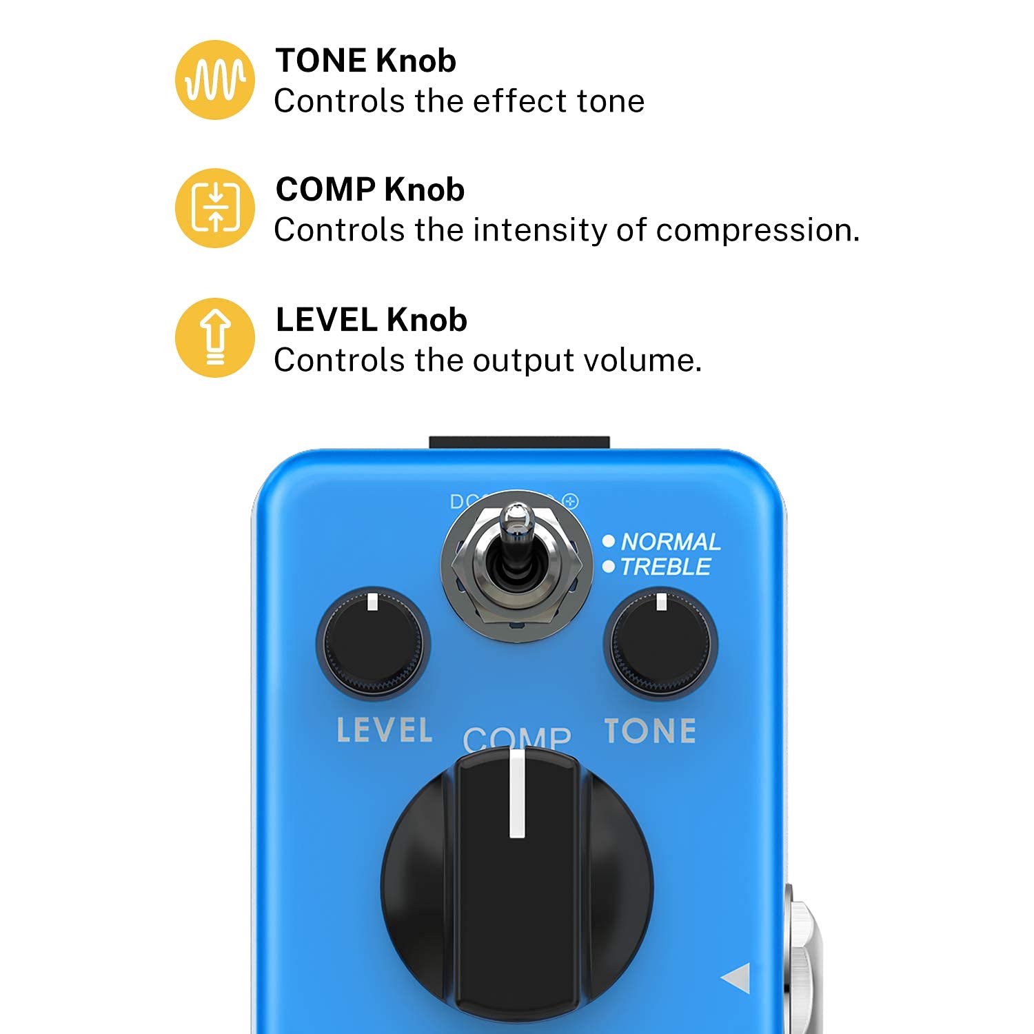 Donner Compressor Pedal and Guitar Power Supply 10 Isolated DC Output for 9V/12V/18V Effect Pedal