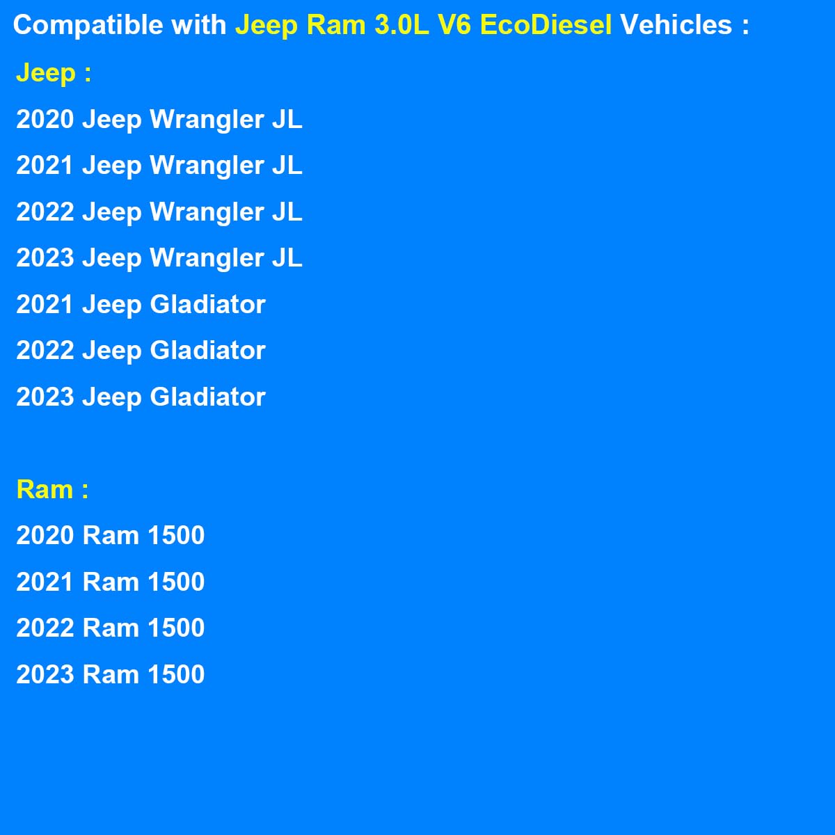 Oil Filter, Replace 68507598AA 68498720AA Compatible with Jeep Ram 3.0L V6 EcoDiesel - 2020-2023 Ram 1500 DT, 2020-2023 Wrangler JL, 2021-2023 Gladiator, Years 2020 2021 2022 2023 EcoDiesel Oil Filter