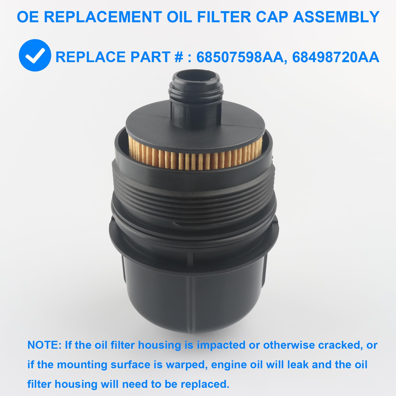 Oil Filter, Replace 68507598AA 68498720AA Compatible with Jeep Ram 3.0L V6 EcoDiesel - 2020-2023 Ram 1500 DT, 2020-2023 Wrangler JL, 2021-2023 Gladiator, Years 2020 2021 2022 2023 EcoDiesel Oil Filter