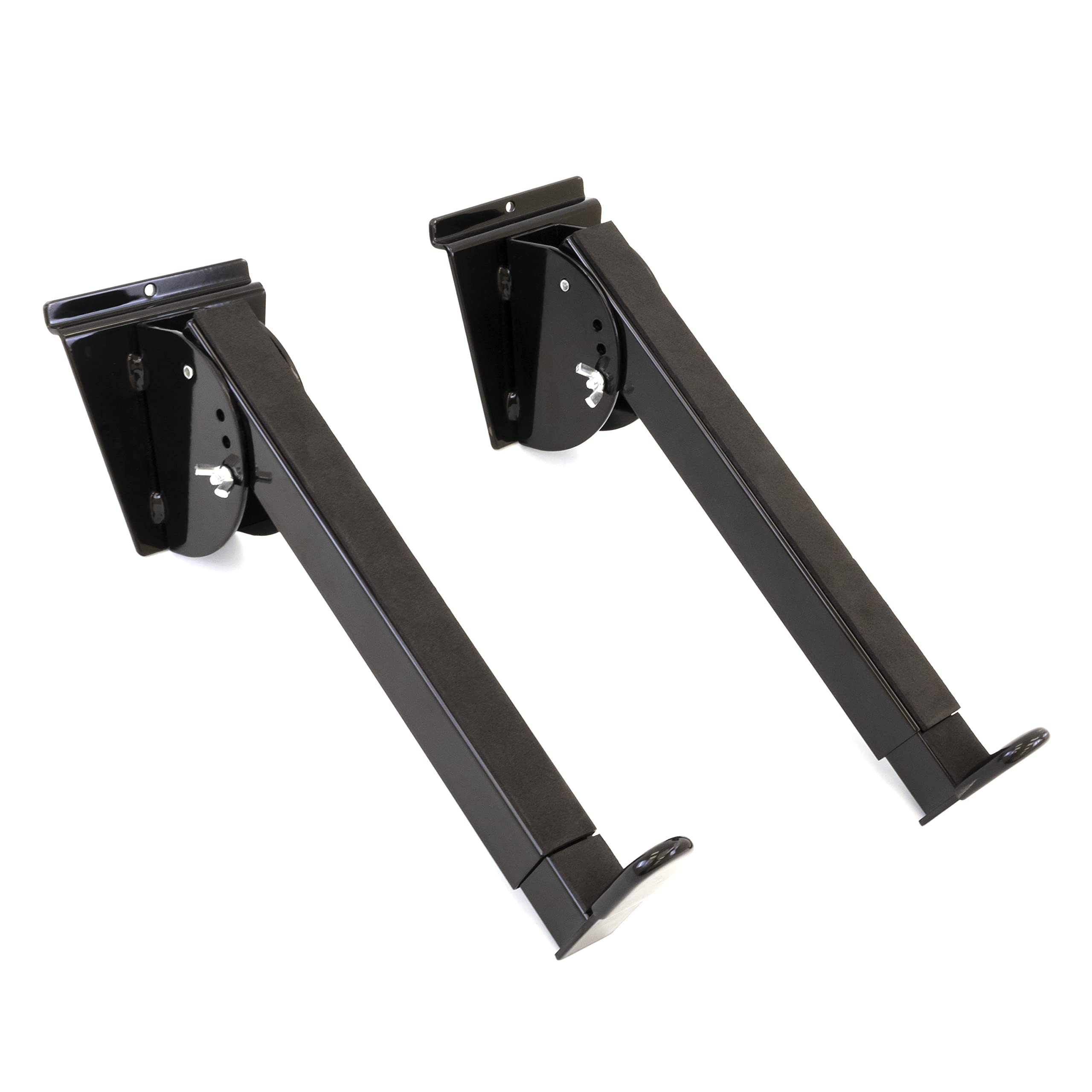 Heavy-duty Steel Slatwall Keyboard Arms (Pair), Telescoping Arms From 12" to 18" and Downward Angle is Adjustable to 15°, 30°, and 45° - Manufacturer Direct - (Quantity 1) (1, Black)