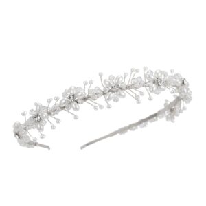 sweetv silver bridal headband crystal tiara for women pearl wedding headpieces for bride hair accessories for prom birthday party