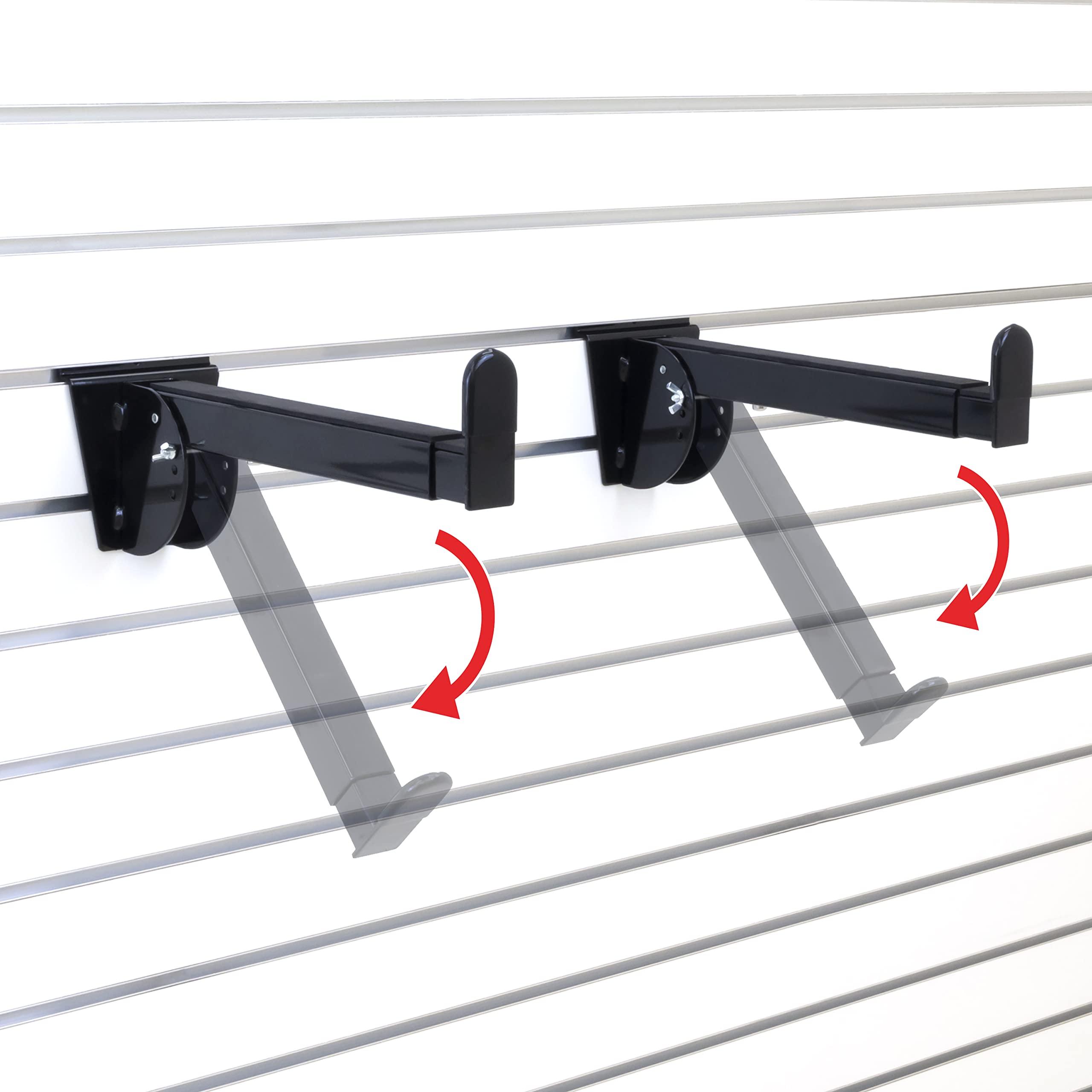 Heavy-duty Steel Slatwall Keyboard Arms (Pair), Telescoping Arms From 12" to 18" and Downward Angle is Adjustable to 15°, 30°, and 45° - Manufacturer Direct - (Quantity 1) (1, Black)