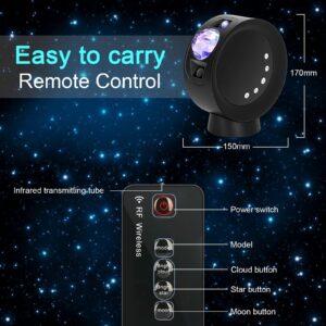 LooEooDoo LED Star Projector Light, Galaxy Lighting, Moon Nebula Night Lamp with Base, Remote Control and Battery Operated for Gaming Room, Home Theater, Bedroom, or Mood Ambiance (Black)