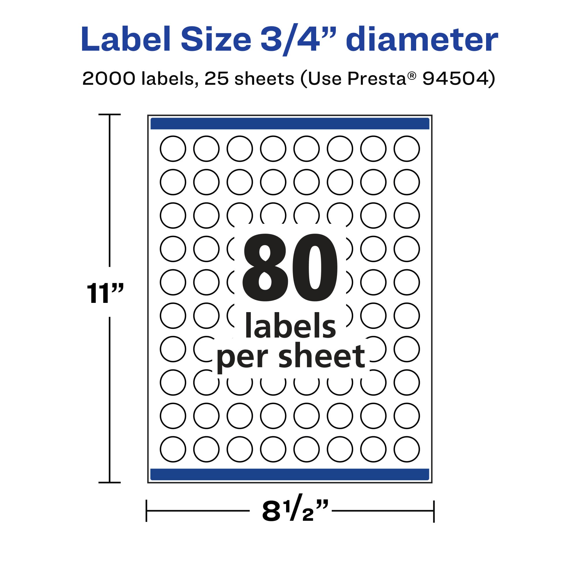 Avery Matte White Round Labels with Sure Feed, 3/4" Diameter, 2,000 Matte White Printable Labels